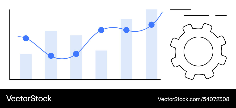 Data analysis with bar graph and gear symbolizing Vector Image
