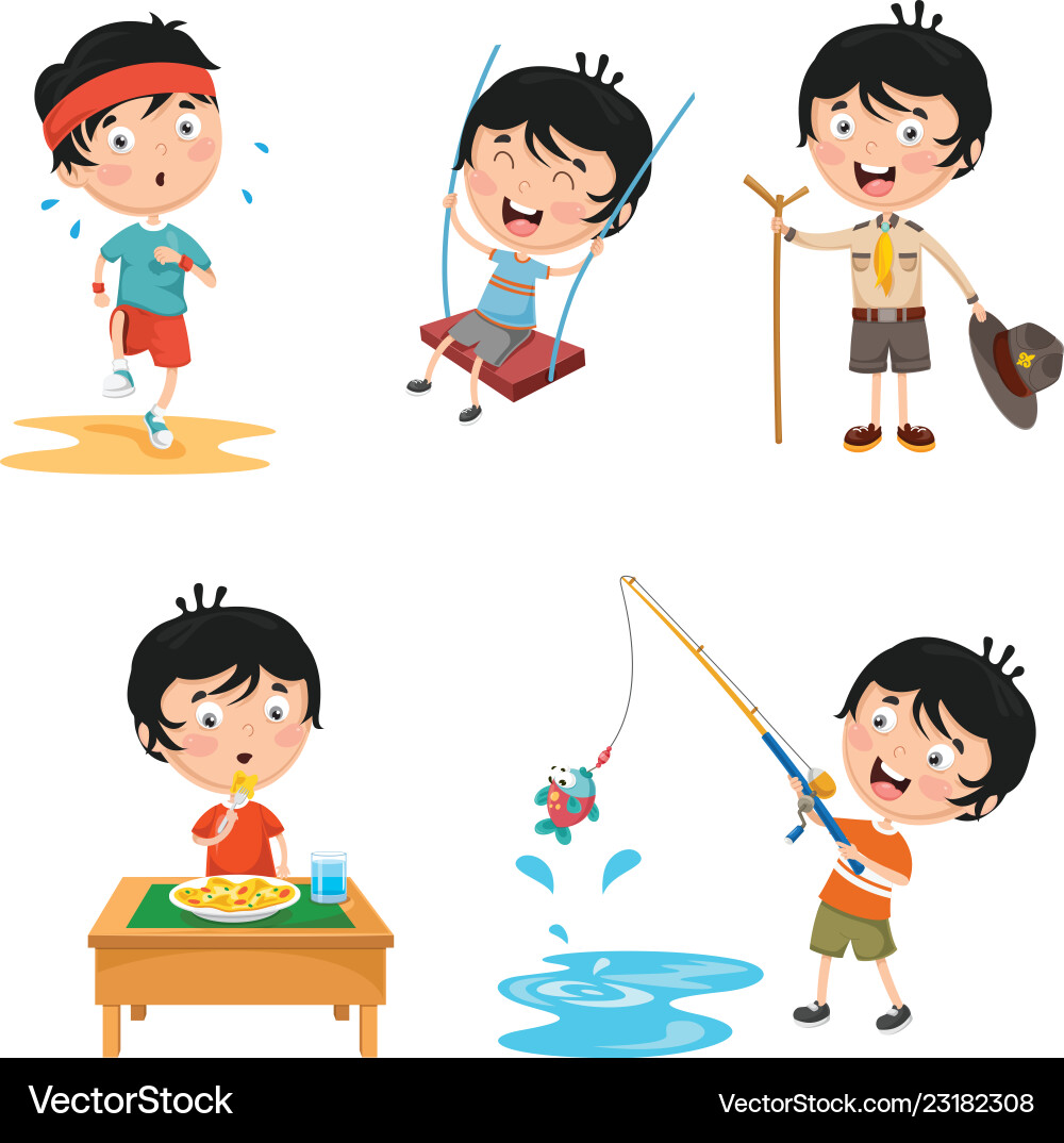Kids daily routine activiti – Royalty-Free Vector | VectorStock