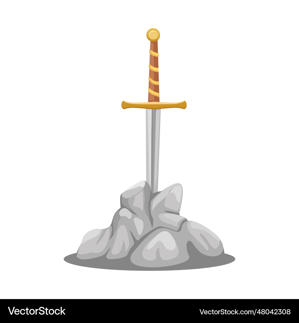 King arthur excalibur sword on stone symbol Vector Image