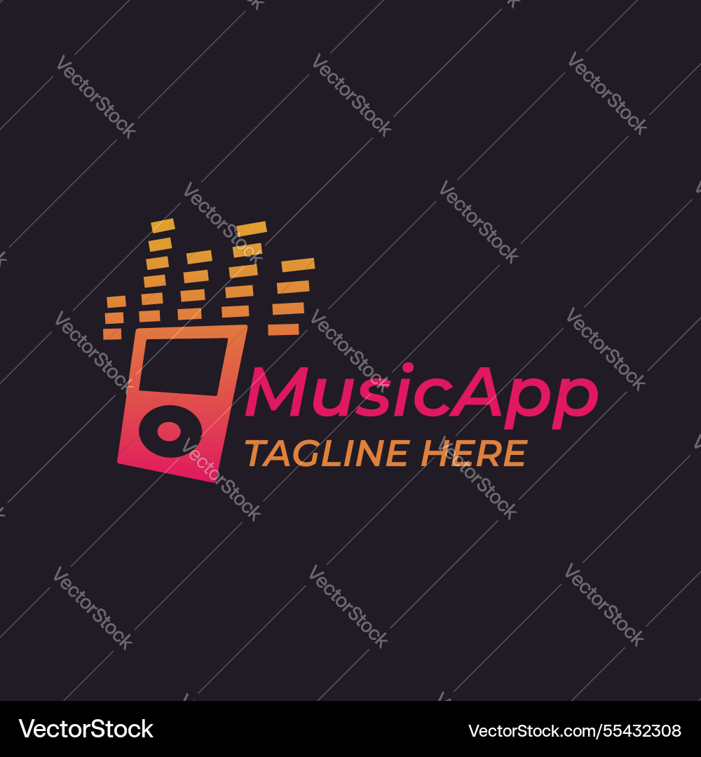 Music app logo template store emblem Royalty Free Vector