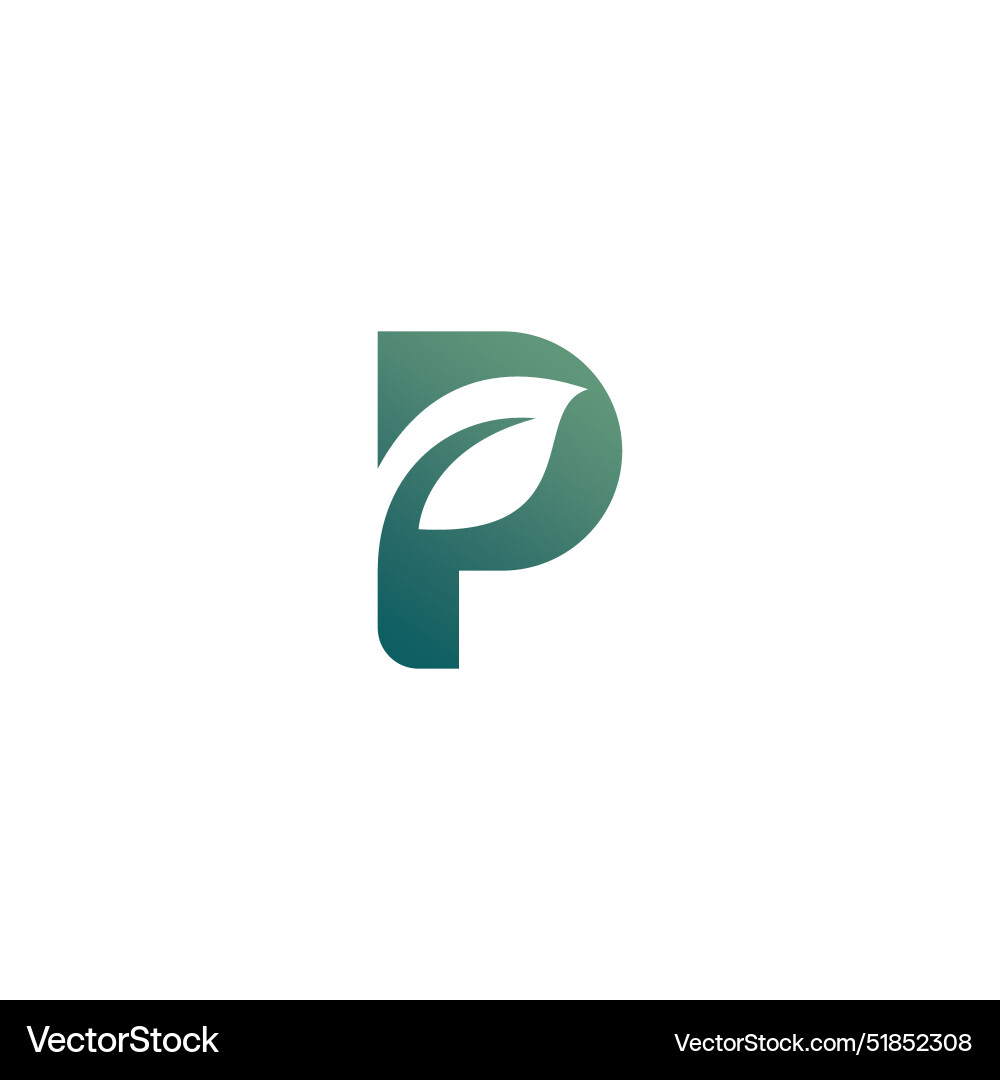 P leaf logo design initial nature Royalty Free Vector Image