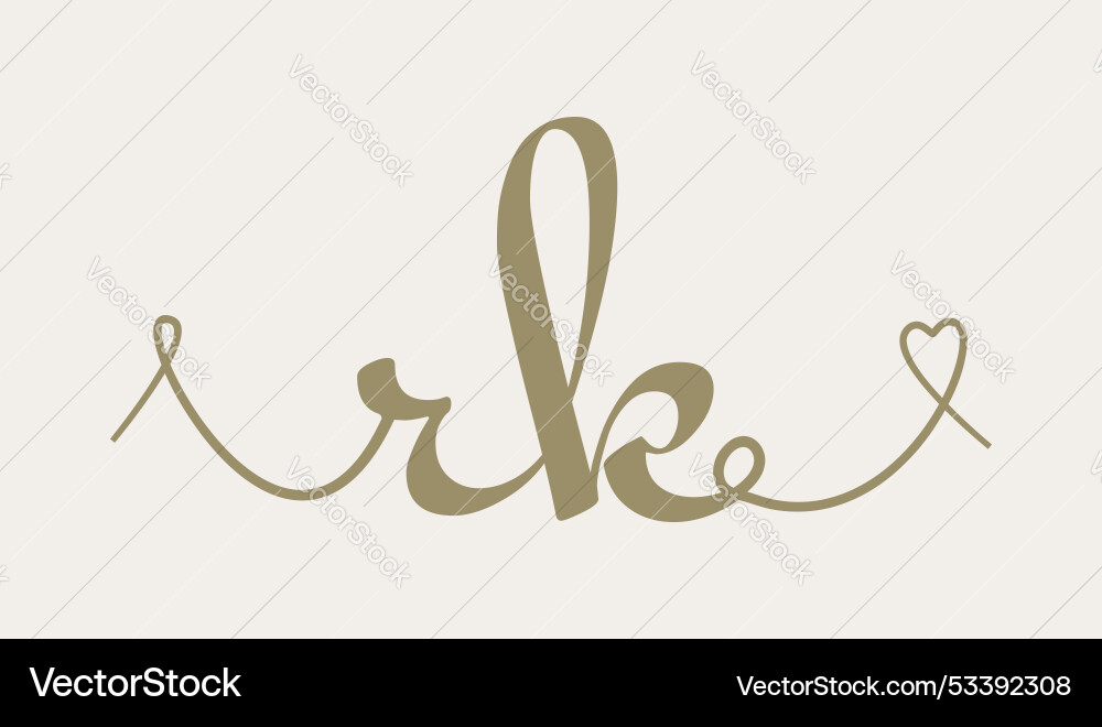 Rk initial wedding monogram calligraphy hand Vector Image