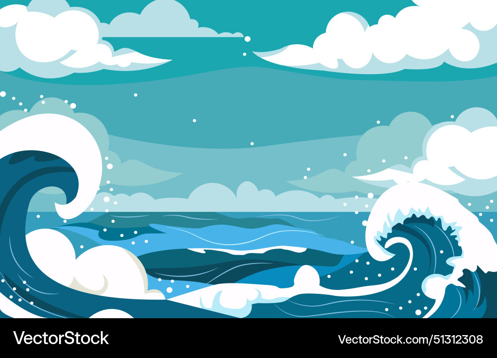 Sea landscape frame background with blue ocean Vector Image