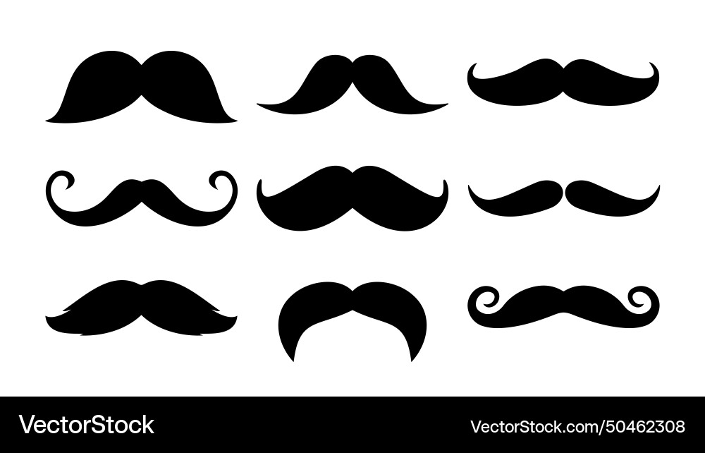 Set of moustache icons decorative elements Vector Image