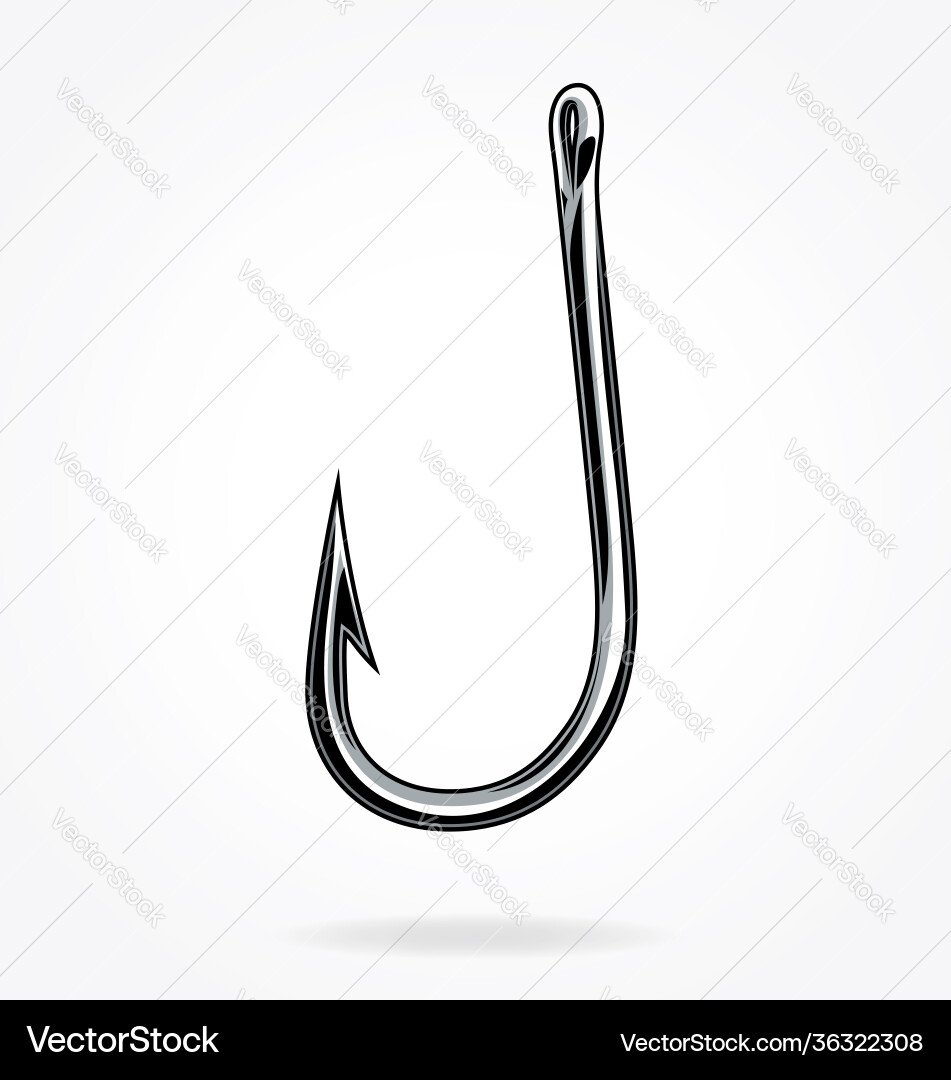 Simple fishing fish hook chrome Royalty Free Vector Image