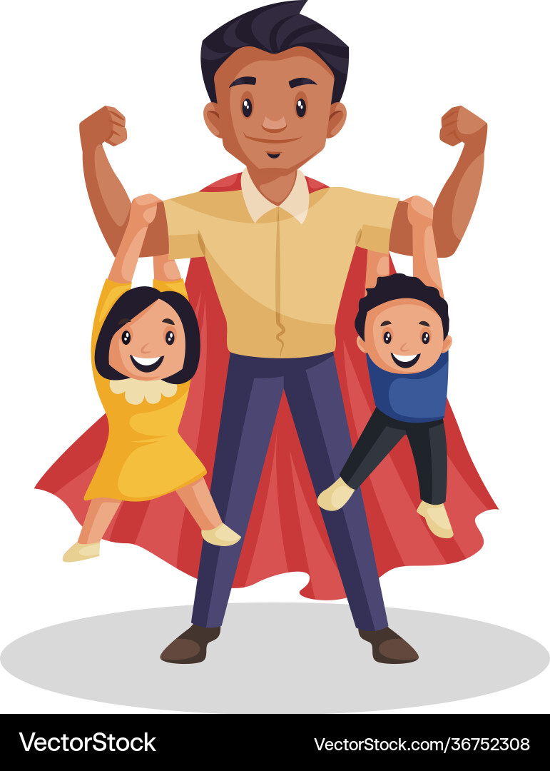 Super Dad with Kids Royalty Free Vector Image - VectorStock