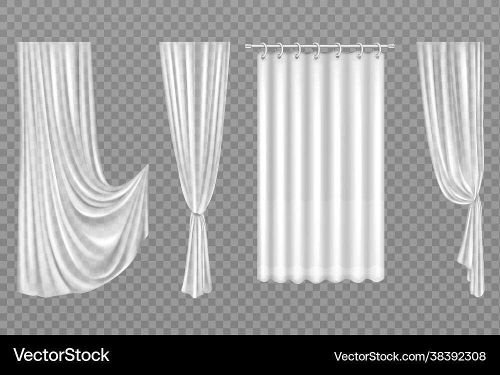 White curtains isolated on transparent background Vector Image