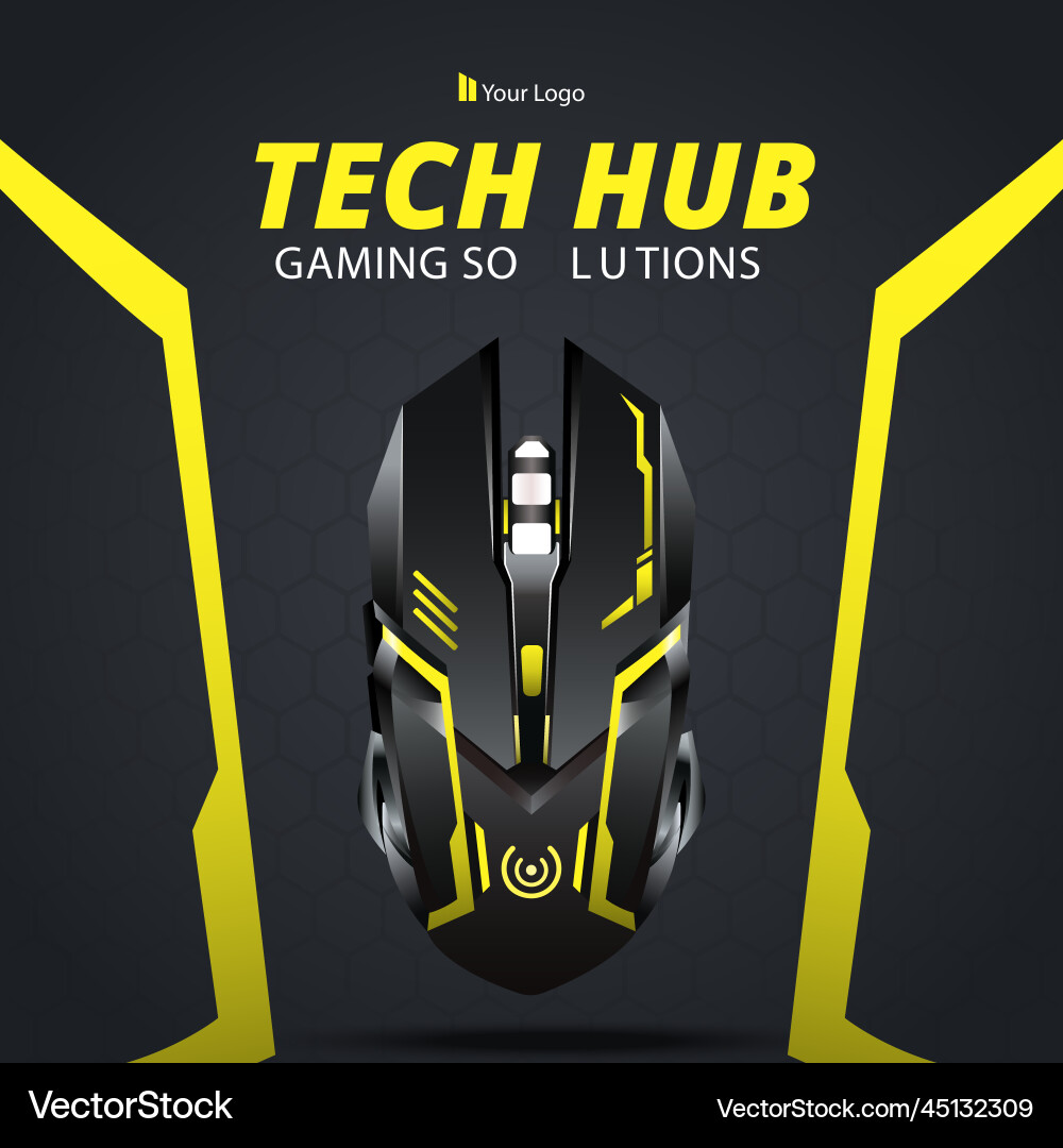 Banner design of tech hub gaming solutions Vector Image