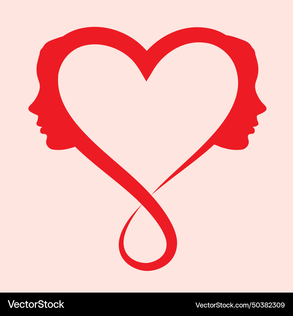 Heart shape and woman face Royalty Free Vector Image