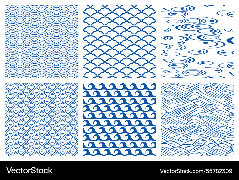 Japanese Wave Pattern Set Royalty Free Vector Image