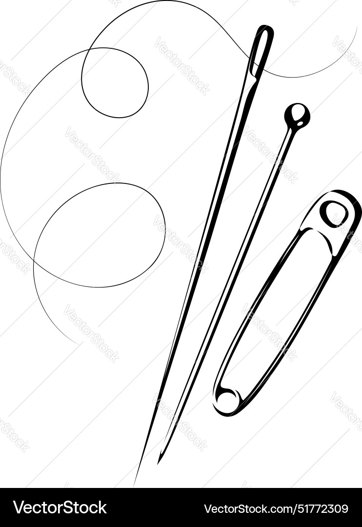Needle and thread pin hairpin design Royalty Free Vector