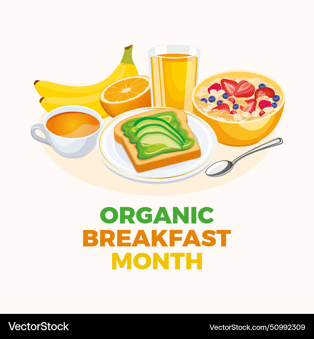 Organic breakfast month poster Royalty Free Vector Image