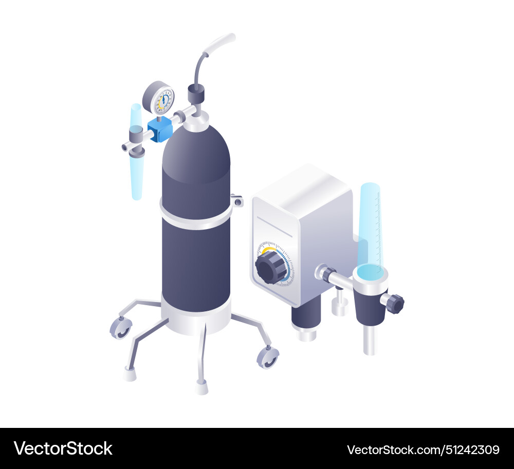 Oxygen cylinder and medical air filter technology Vector Image
