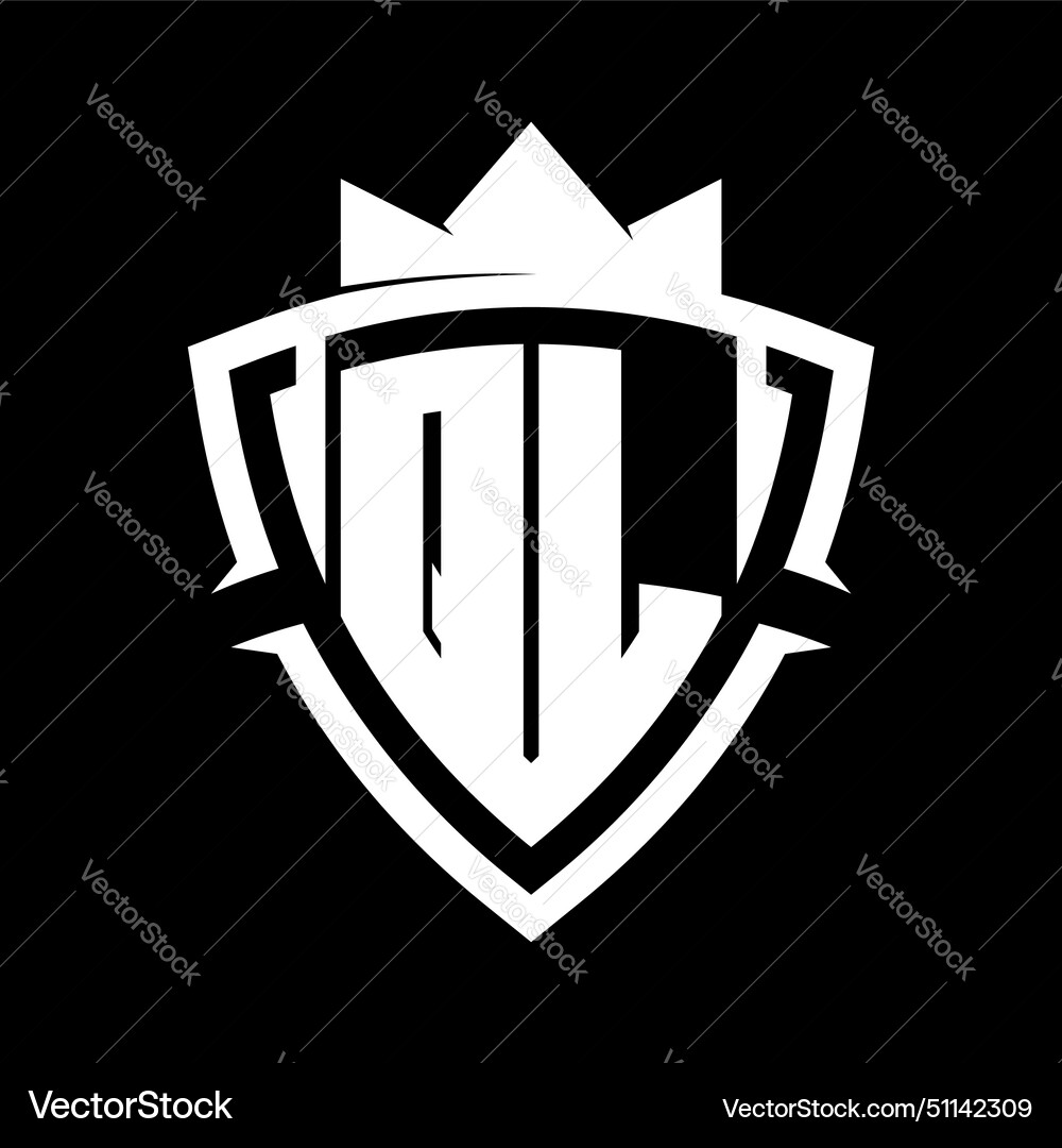 Ql letter monogram with triangle curve shield Vector Image