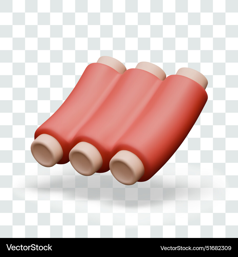 Red raw meat on ribs template in 3d Royalty Free Vector