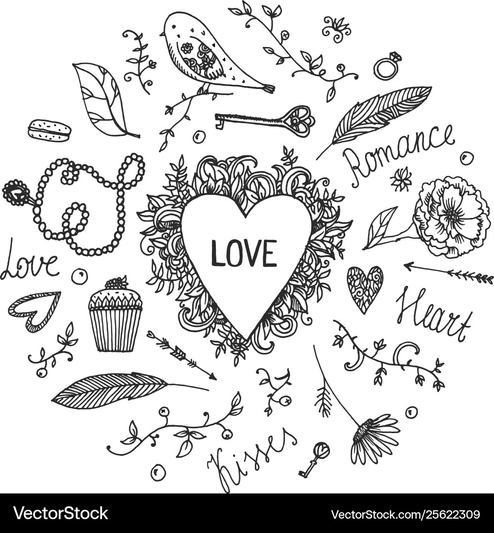 Romantic Love Doodles Royalty Free Vector Image