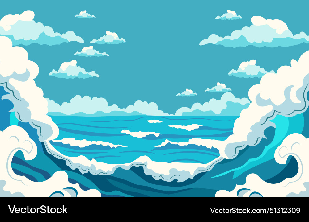Sea landscape frame background with blue ocean Vector Image