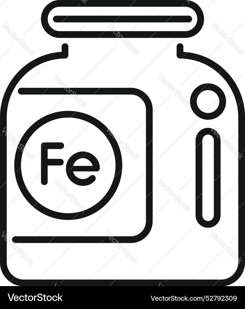 Sport nutrition container with iron fe element Vector Image