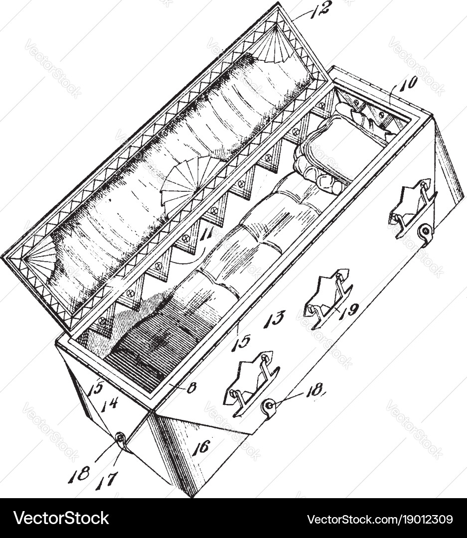 Vintage Casket Burial Grave Drawing Royalty Free Vector