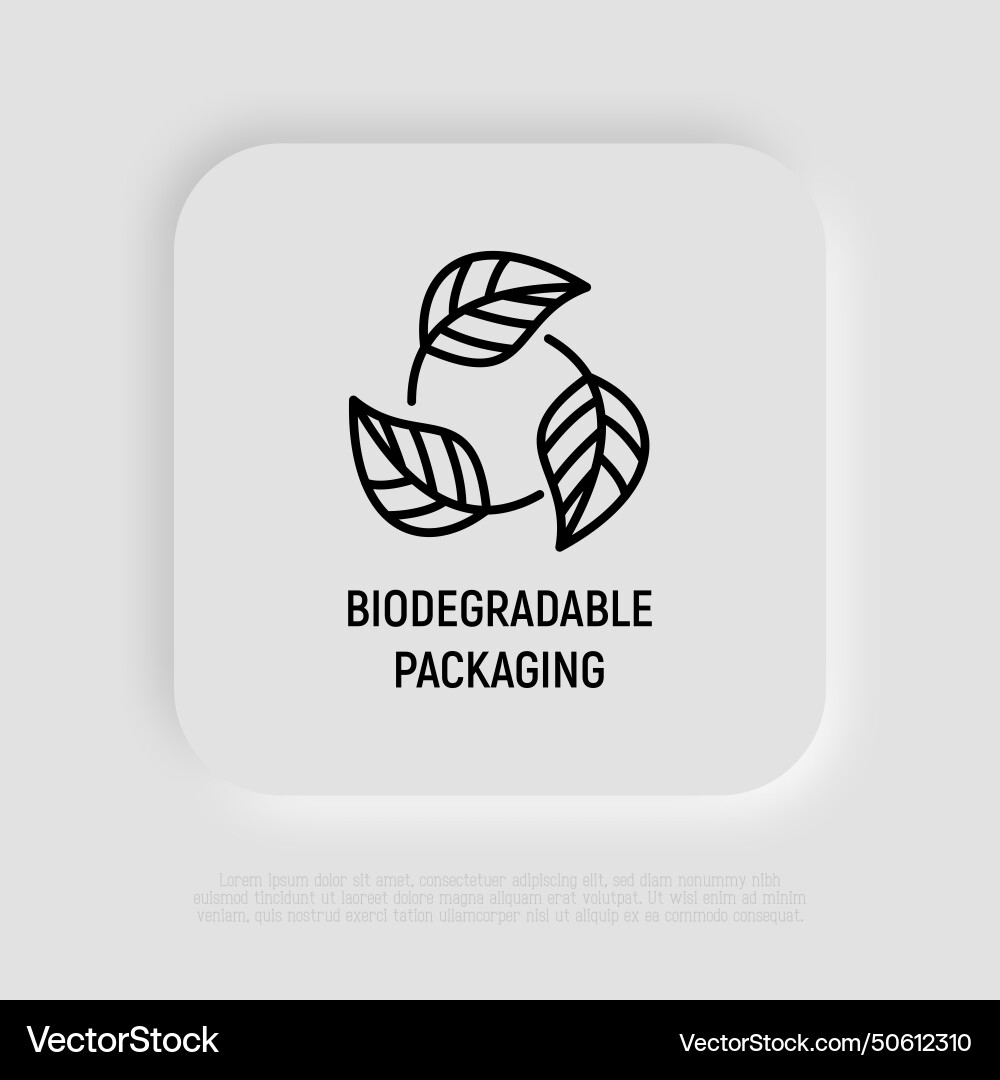 Biodegradable thin line icon for packaging leaves Vector Image