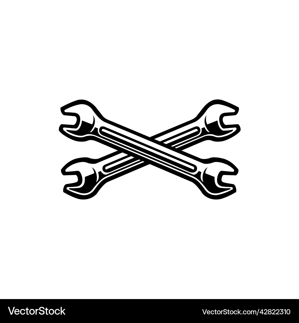 Crossed Wrench Silhouette Royalty Free Vector Image