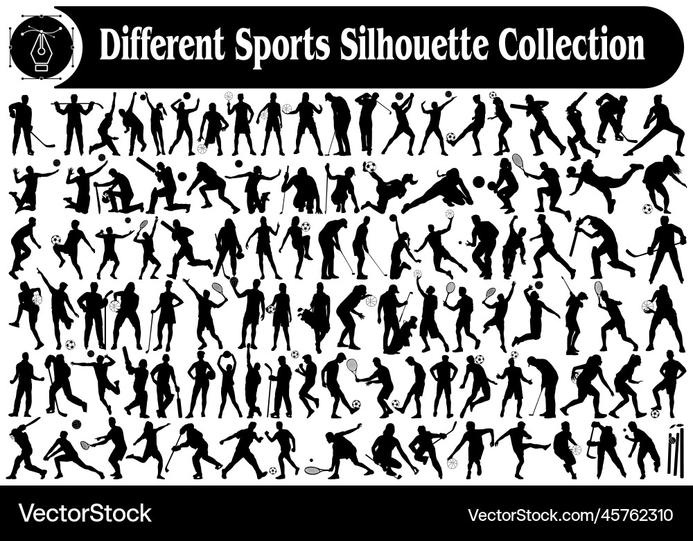 Different sports silhouette collection Royalty Free Vector