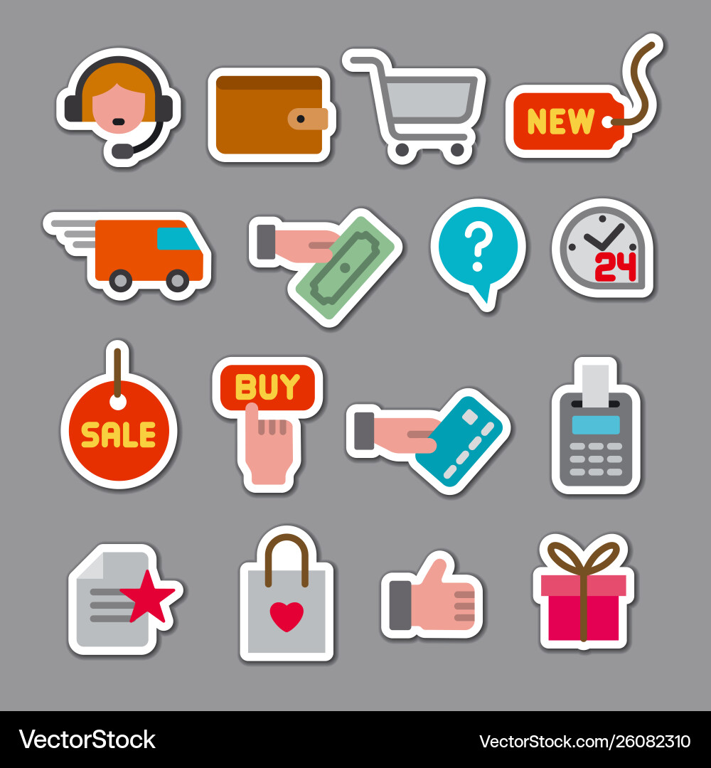 E-commerce shop stickers Royalty Free Vector Image