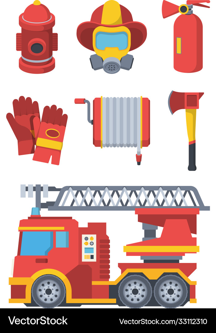Firefighting Equipment Set Royalty Free Vector Image