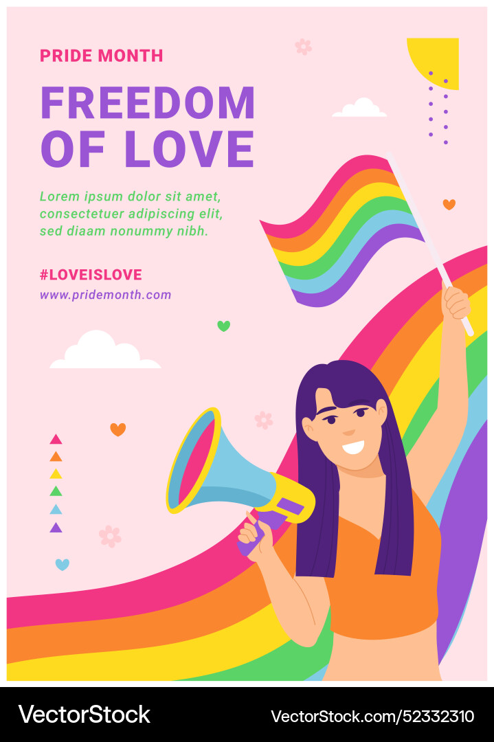 Flat vertical poster template for pride month Vector Image