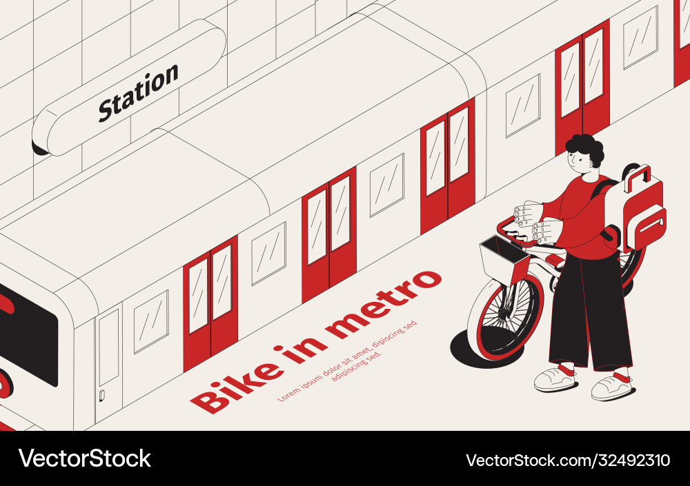 Metro station isometric background Royalty Free Vector Image