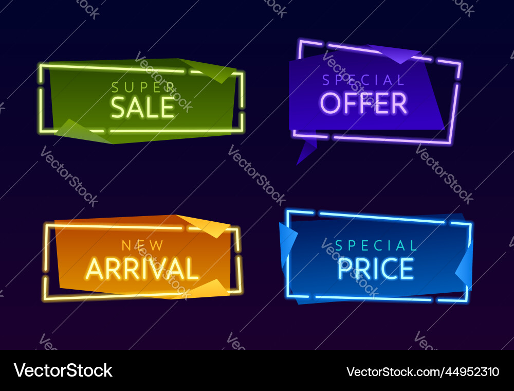 Neon texting boxes Royalty Free Vector Image - VectorStock