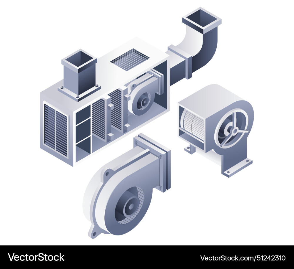 Part hvac blower system infographic 3d flat Vector Image