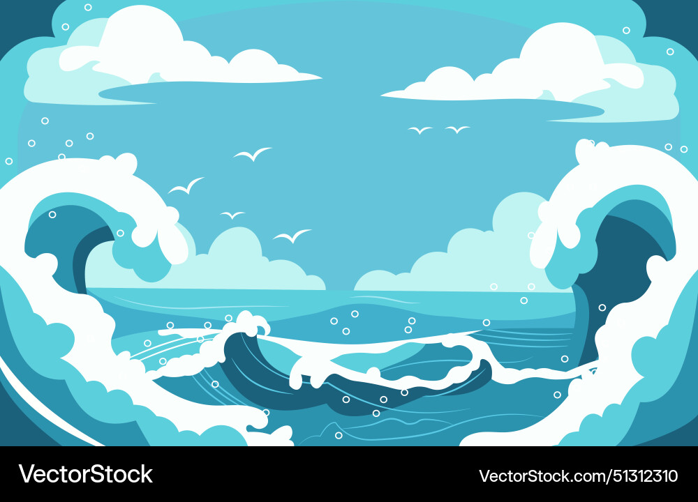 Sea landscape frame background with blue ocean Vector Image