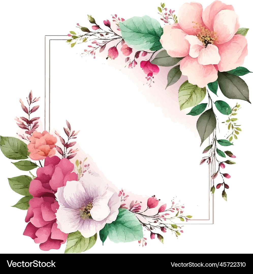 Spring floral frame greeting card with blooming Vector Image