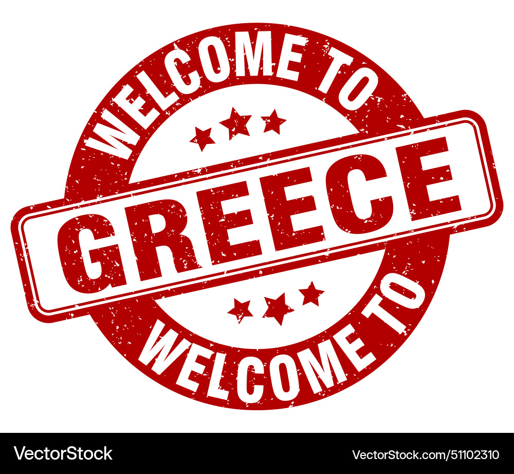 Welcome to greece stamp round sign Royalty Free Vector Image