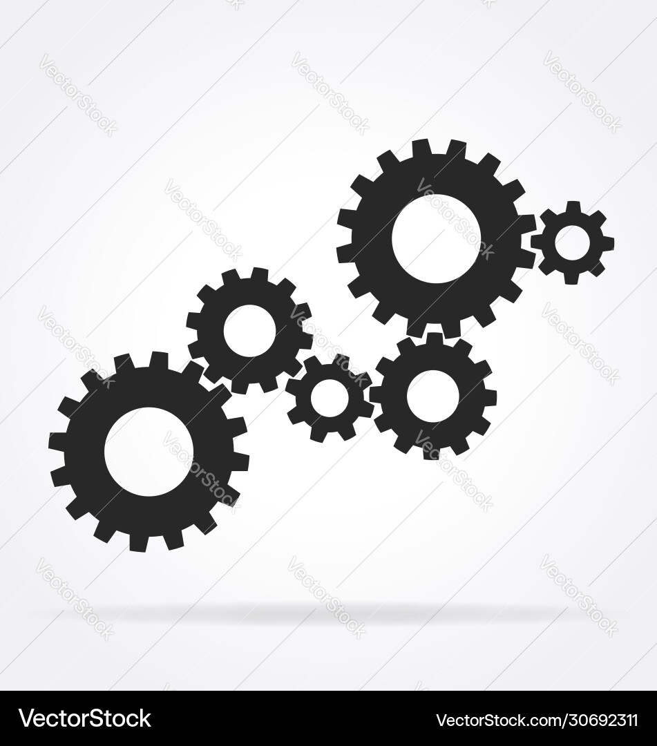 6 gear array cluster assembly Royalty Free Vector Image