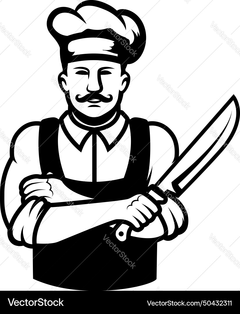 A butcher with hatchet and meat design element Vector Image