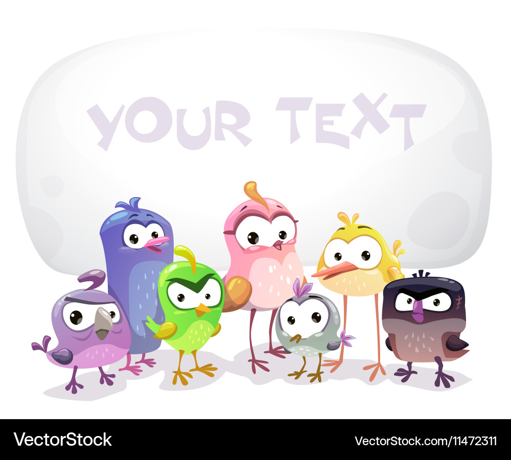 Cheerful Cartoon Birds Banner Royalty Free Vector Image