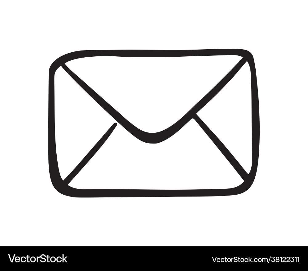 Hand draw email icon envelope sign Royalty Free Vector Image