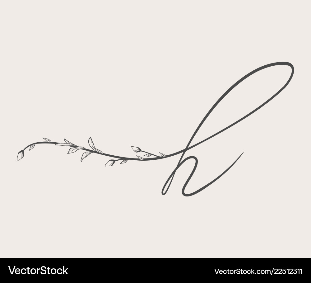 Hand drawn floral h monogram and logo Royalty Free Vector