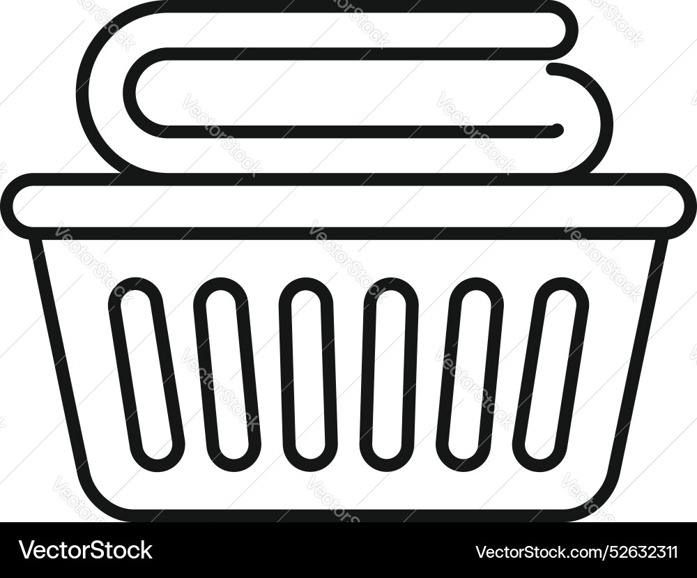 Laundry basket filled with clean towels icon Vector Image
