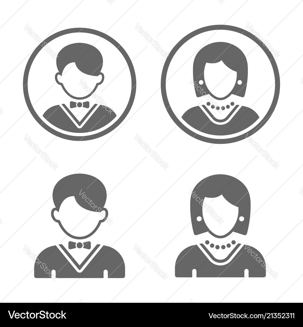 Man and woman black user profile avatars Vector Image