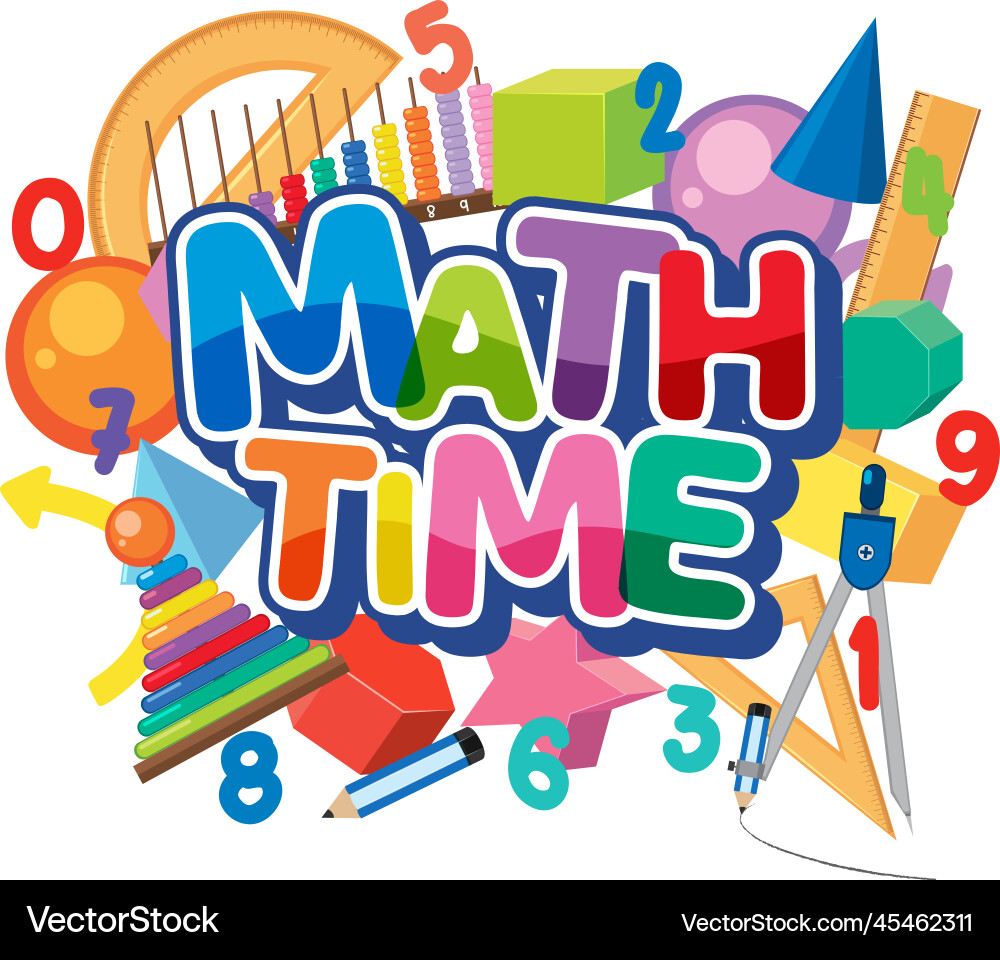 Math time text banner with element Royalty Free Vector Image
