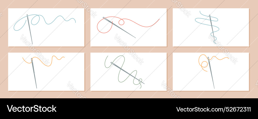 Minimalist needle and thread set Royalty Free Vector Image