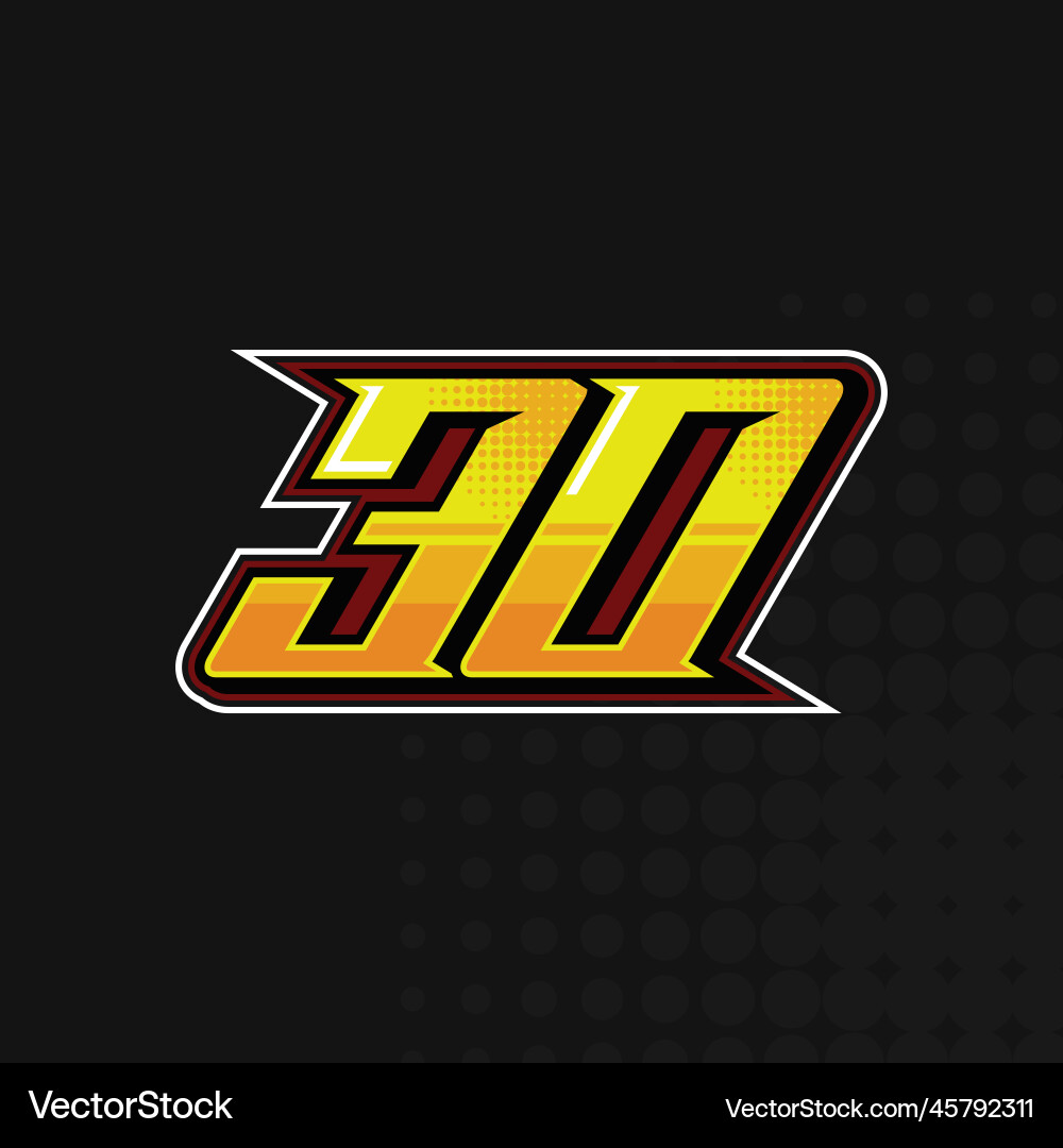 Race number 30 logo design Royalty Free Vector Image