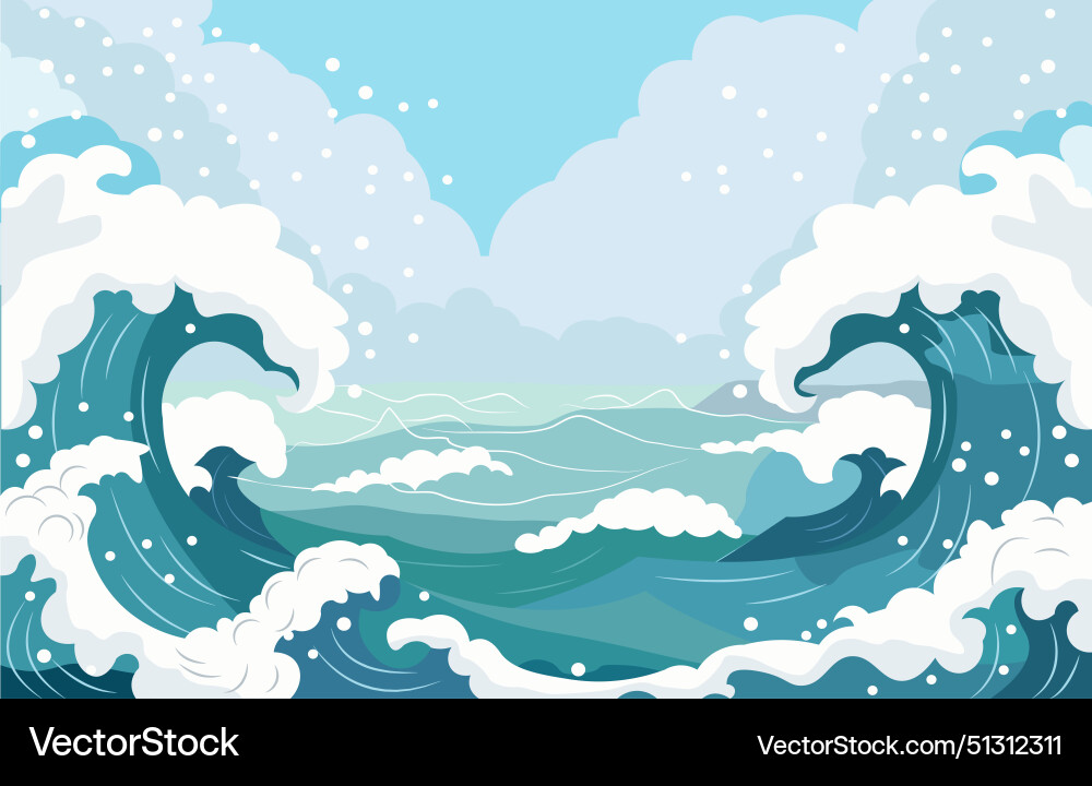 Sea landscape frame background with blue ocean Vector Image