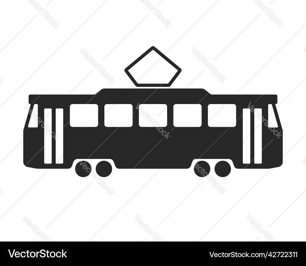 Simple tram silhouette icon Royalty Free Vector Image