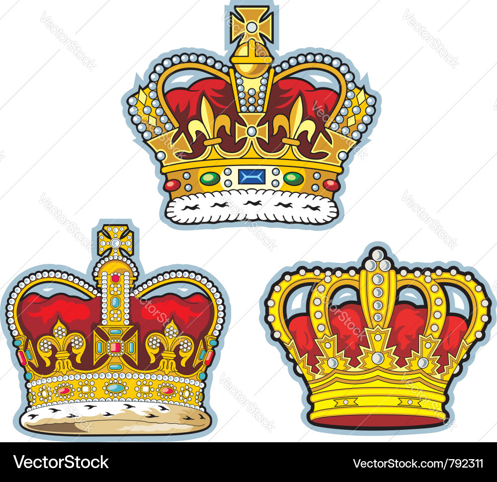 Three british crown Royalty Free Vector Image - VectorStock