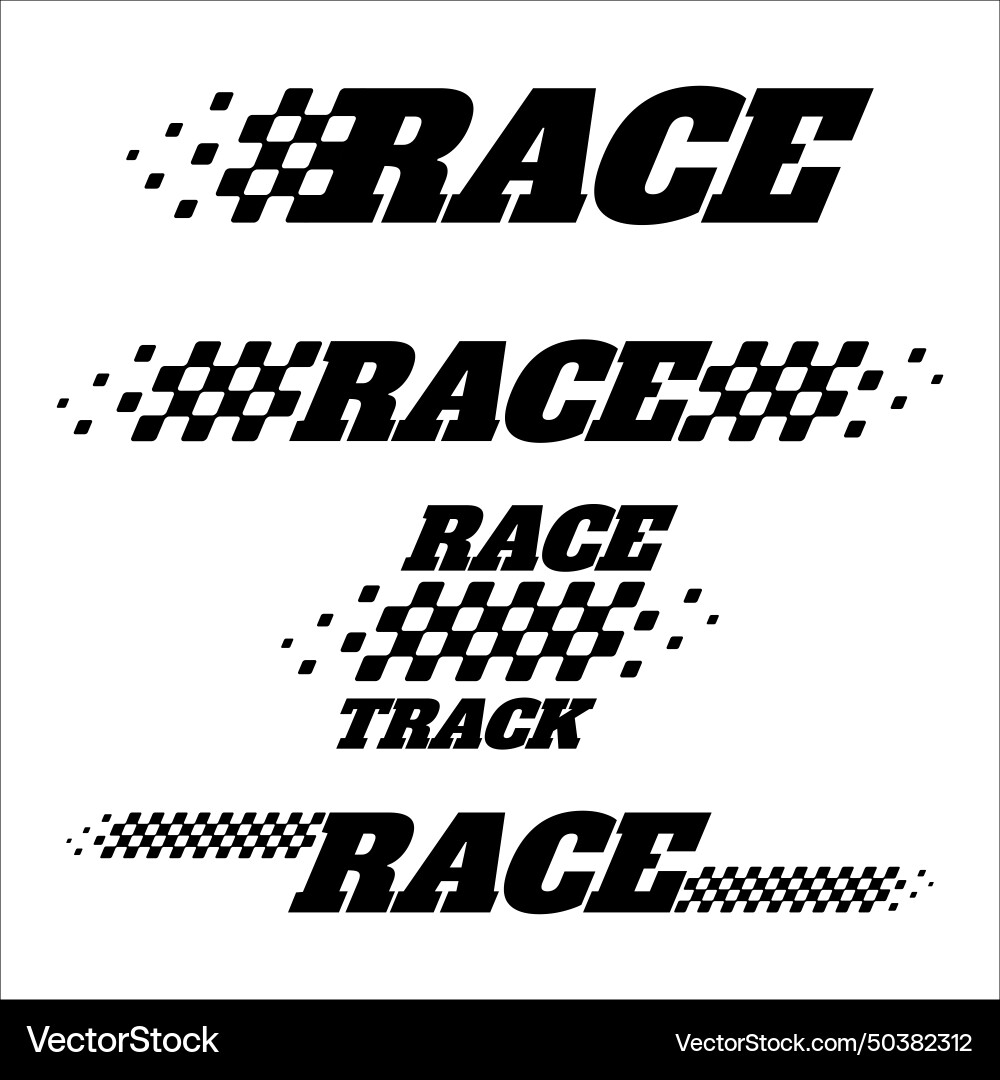 Sport race track text and checkered flags Vector Image