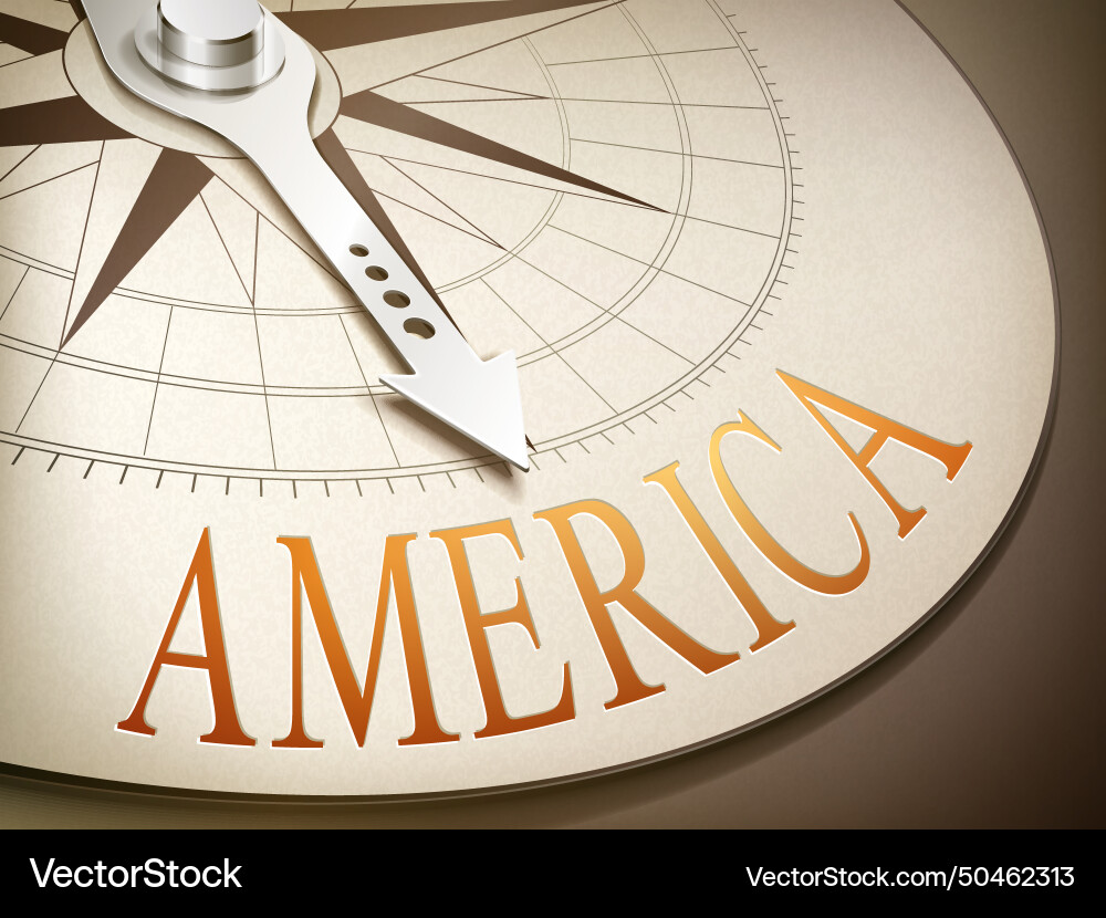 3d compass needle pointing the destination america